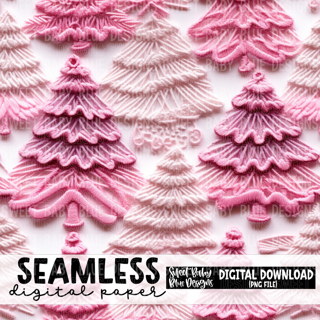 Pink and White christmas trees- Christmas - Seamless - Digital paper ...
