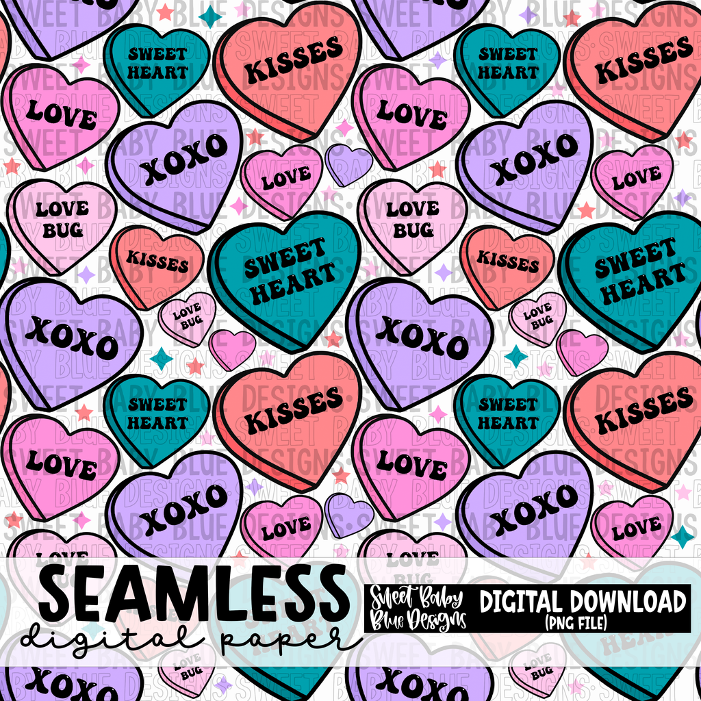 Candy heart- Seamless - Digital paper- 2023 - PNG file- Digital Downlo ...