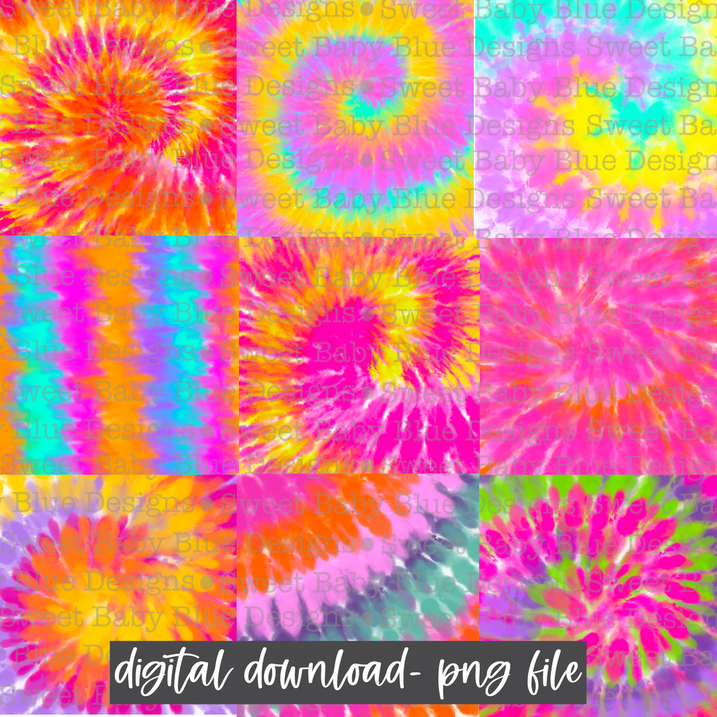 Digital paper Tie dye pack- 9 Digital papers- Digital paper- 2021- PNG ...
