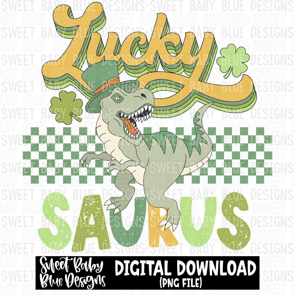 Lucky saurus- Green dinosaur- St Patrick's Day- 2023 - PNG file- Digit ...