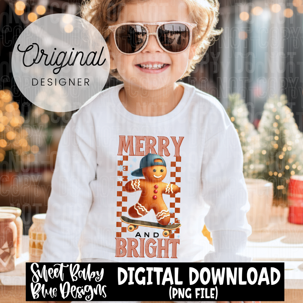 Merry and Bright- Gingerbread - 2024 - PNG file- Digital Download ...