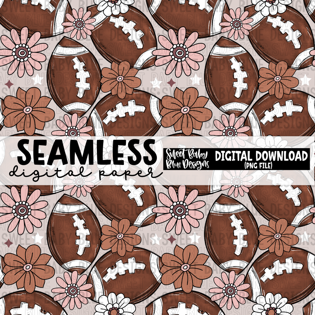 Football- Floral - Seamless - Digital paper- 2024 - PNG file- Digital ...