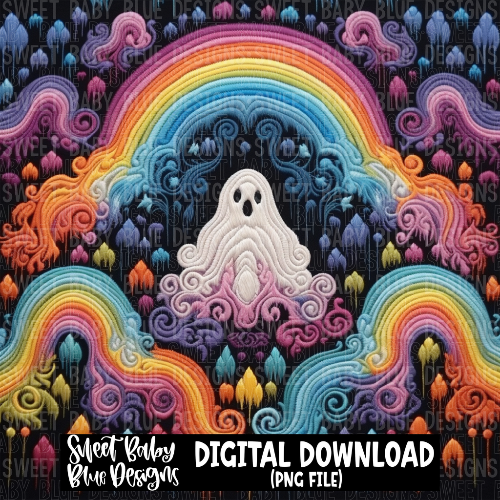 Rainbow Halloween ghosts - Digital paper- 2023 - PNG file- Digital Dow ...