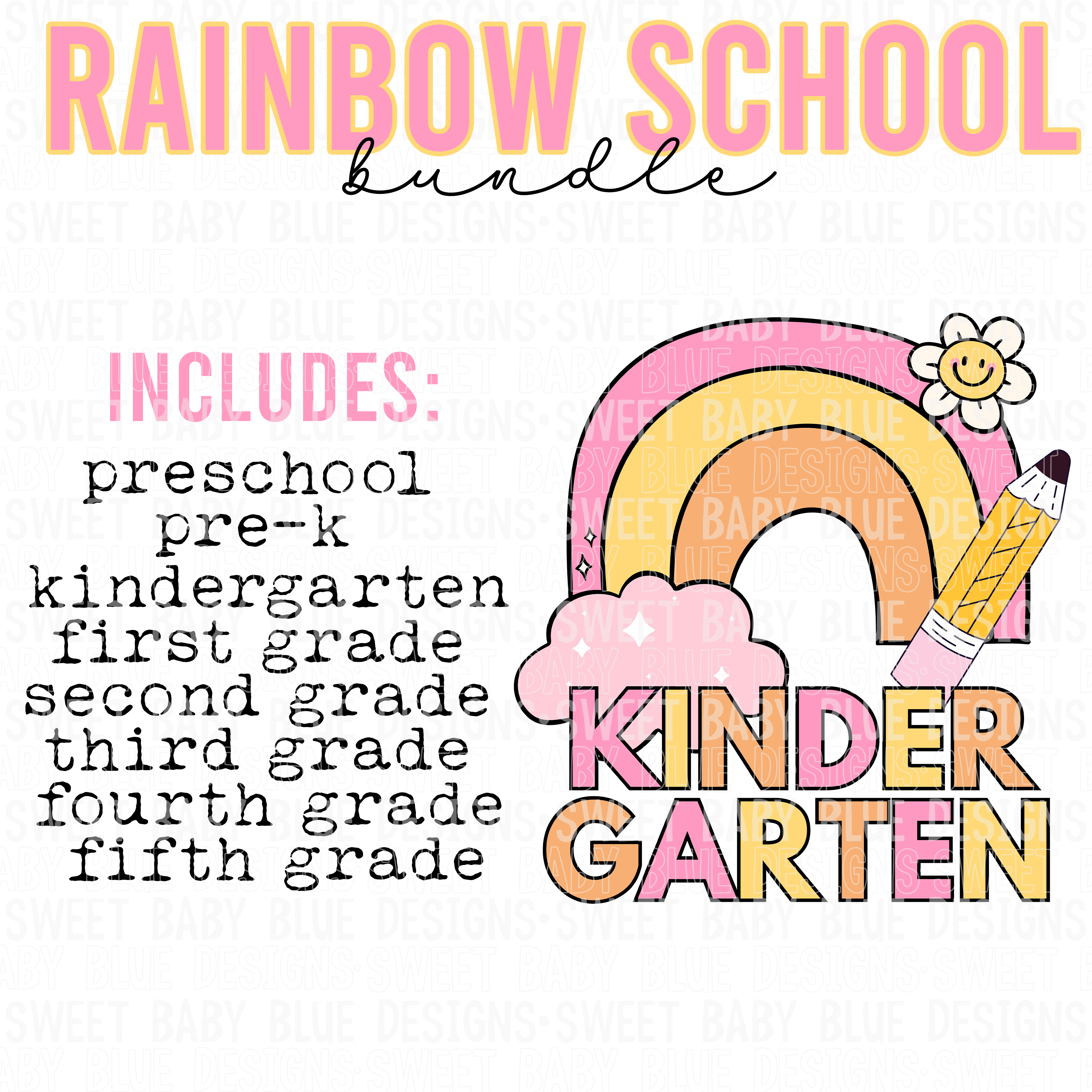 Hello grade rainbow bundle - 2024 - PNG file- Digital Download – Sweet ...