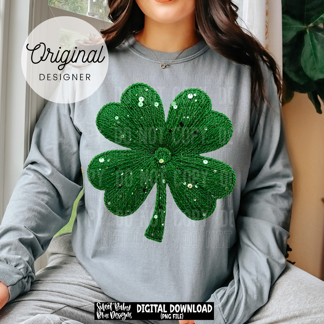 Clover- Faux yarn - St. Patrick's Day - 2025 - PNG file- Digital Downl ...