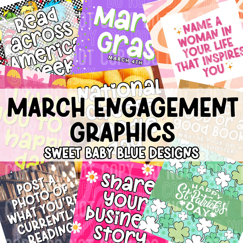 March engagement bundle- 40 graphic images- 2025- PNG file- Digital Do ...