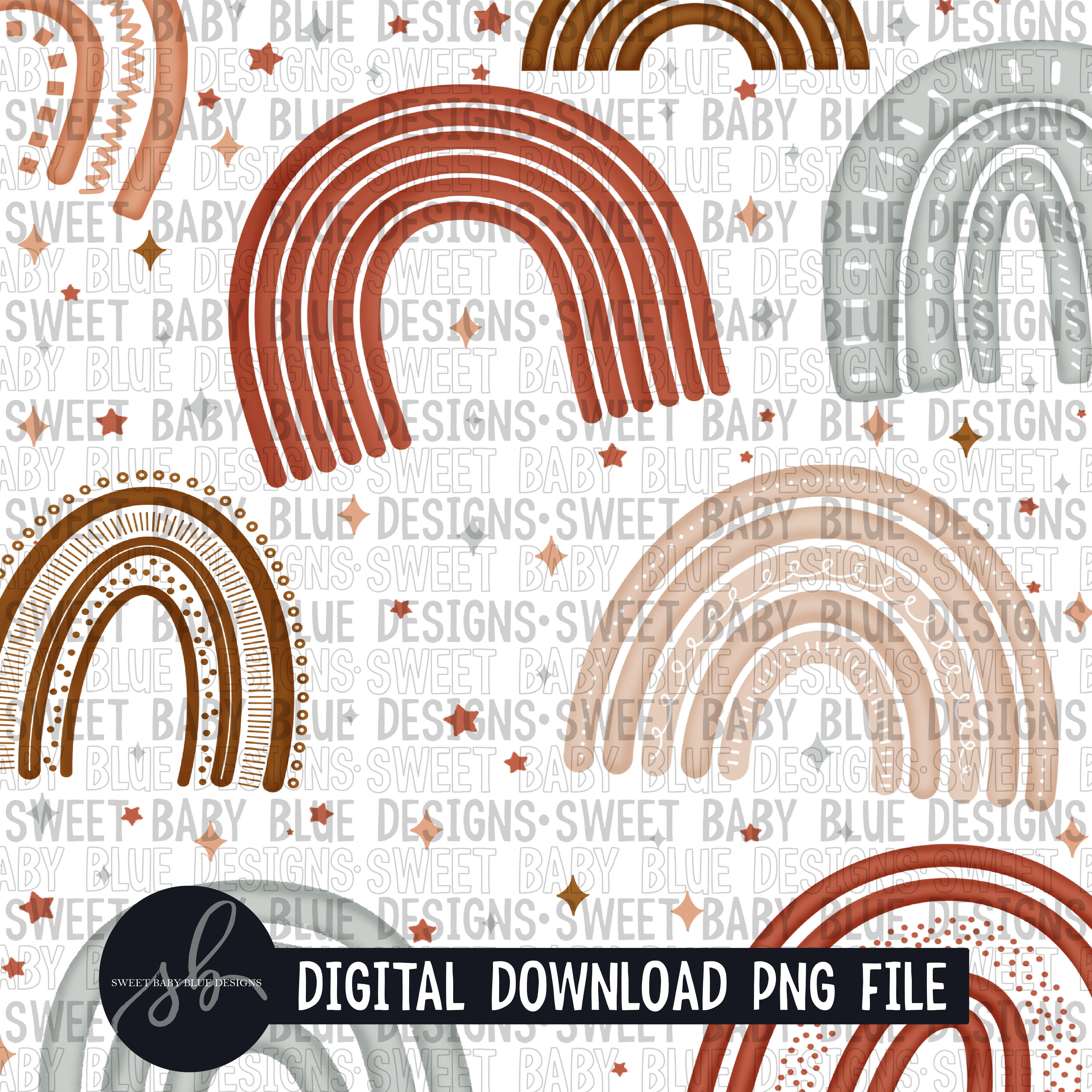 Boho rainbow digital paper- Digital paper - 2022 -PNG file- Digital Do ...