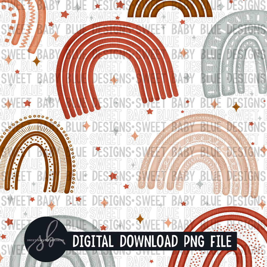 Boho rainbow digital paper- Digital paper - 2022 -PNG file- Digital Do ...