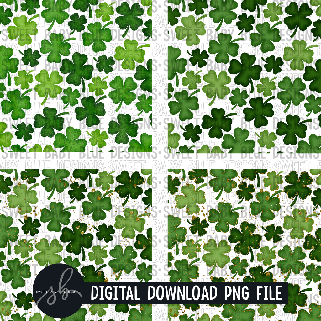 Clover- Digital paper bundle- 4 digital papers - 2022 - PNG file- Digi ...